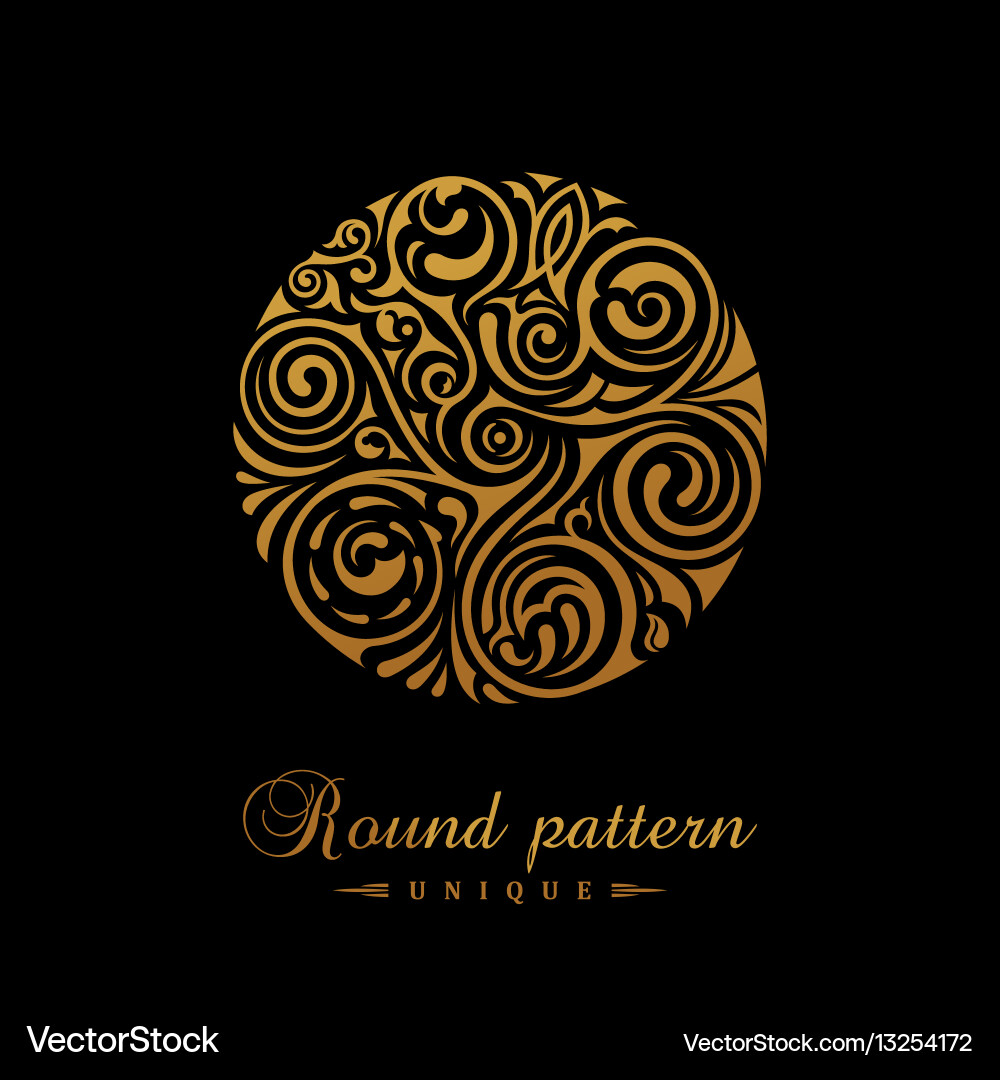 Round calligraphic emblem floral symbol Royalty Free Vector