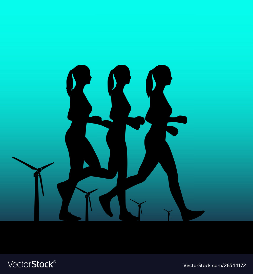 Running lady silhouettes Royalty Free Vector Image