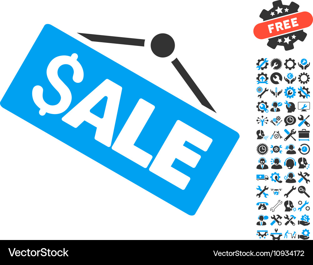 Sale signboard flat icon with tools bonus Vector Image