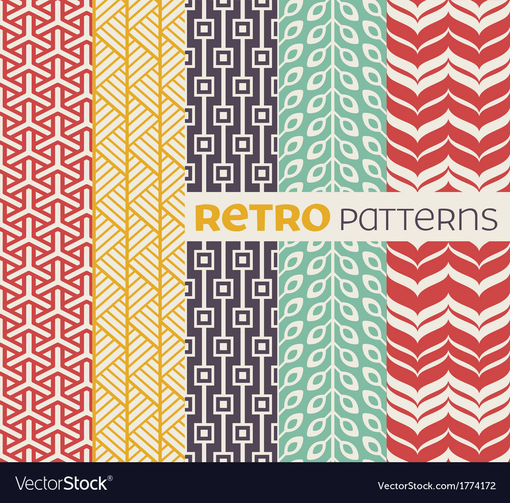 Set of seamless patterns in retro style Royalty Free Vector
