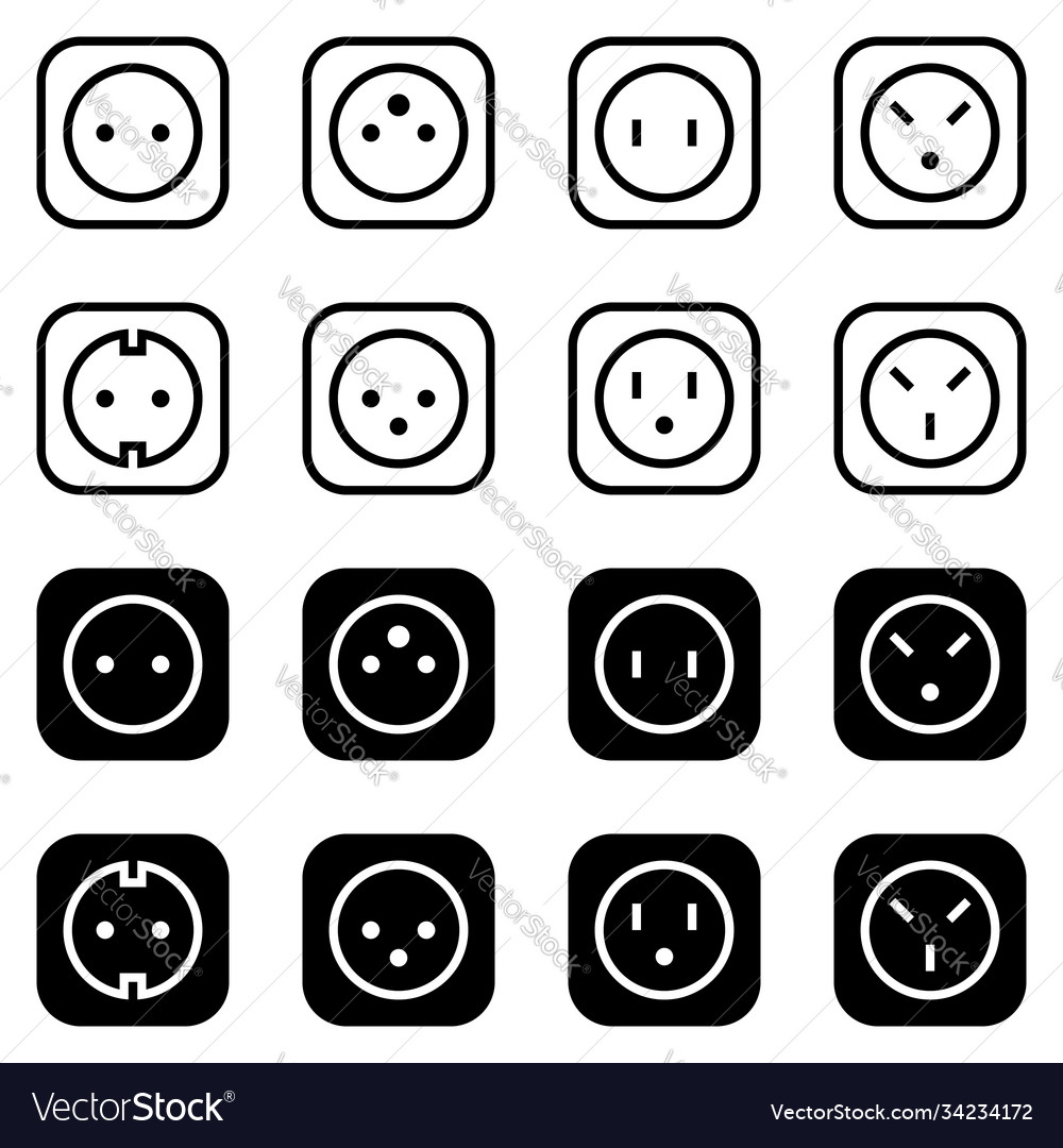 Set simple icons on a theme power socket Vector Image