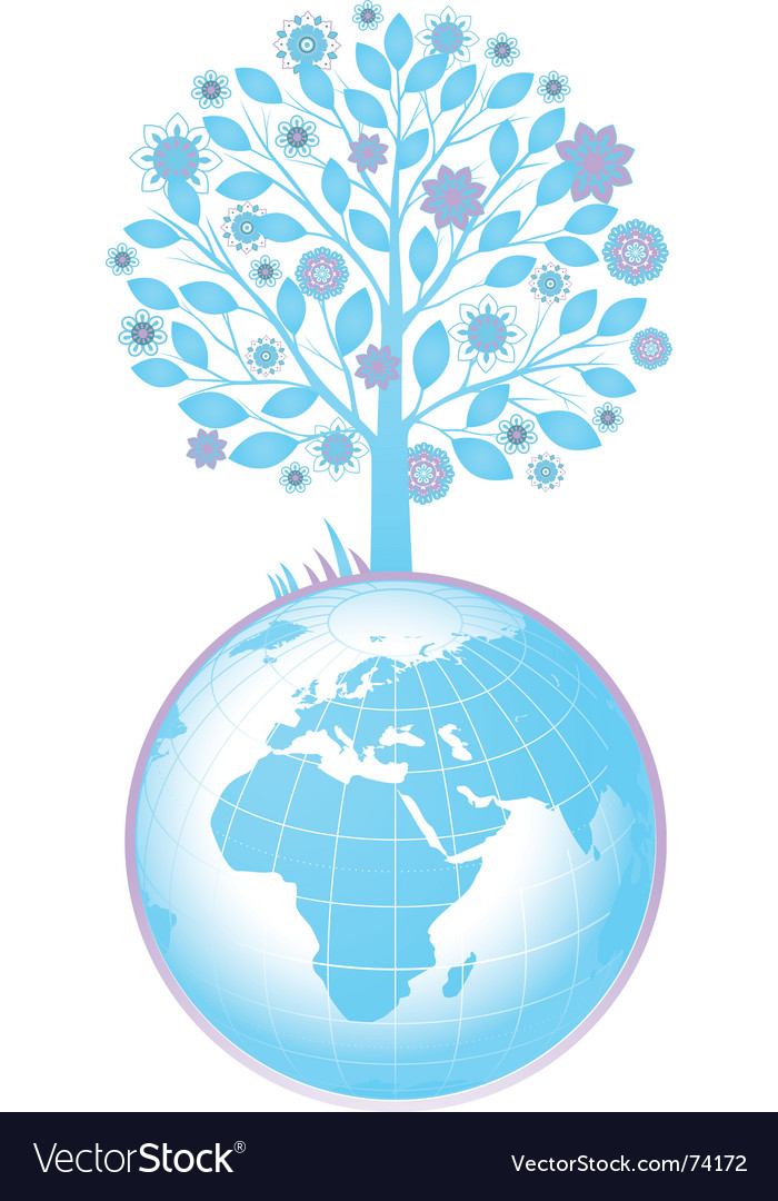 Tree and globe Royalty Free Vector Image - VectorStock