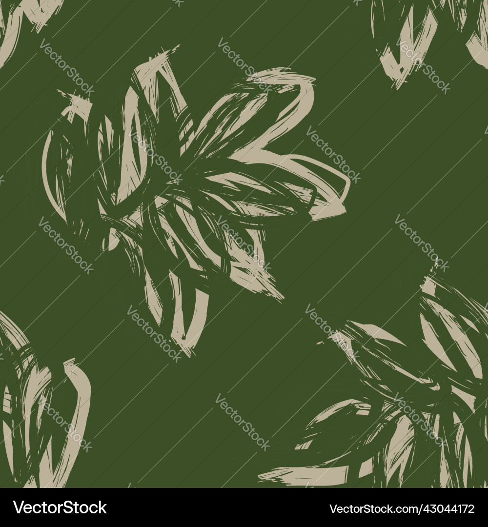 Tropical leaf brush strokes seamless pattern Vector Image