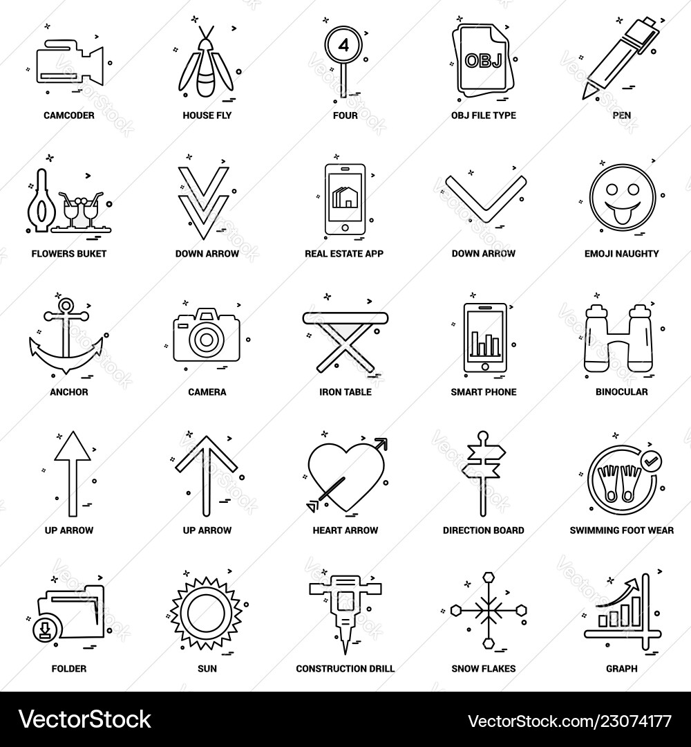 25 business concept mix line icon set Royalty Free Vector