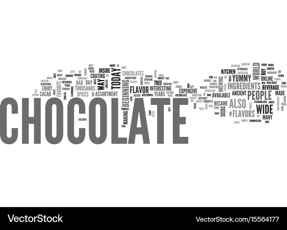 A brief history of chocolate text word cloud Vector Image