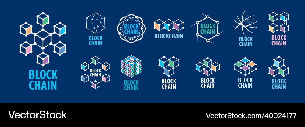 A set of abstract logos blockchain Royalty Free Vector Image