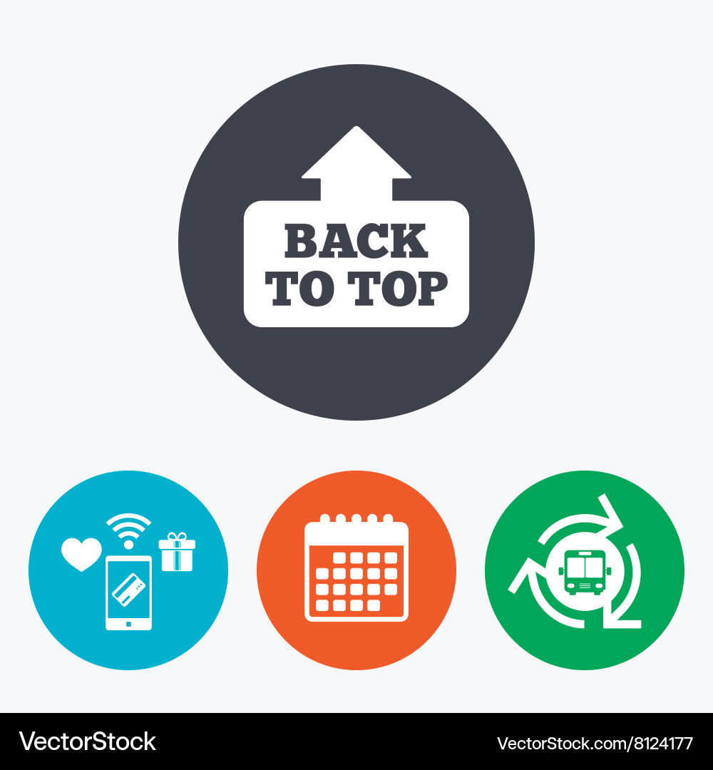 Back to top arrow sign icon scroll up symbol Vector Image