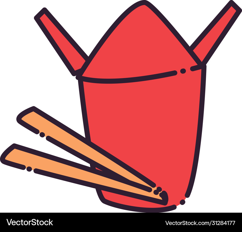 Chinese box food flat style icon design Royalty Free Vector