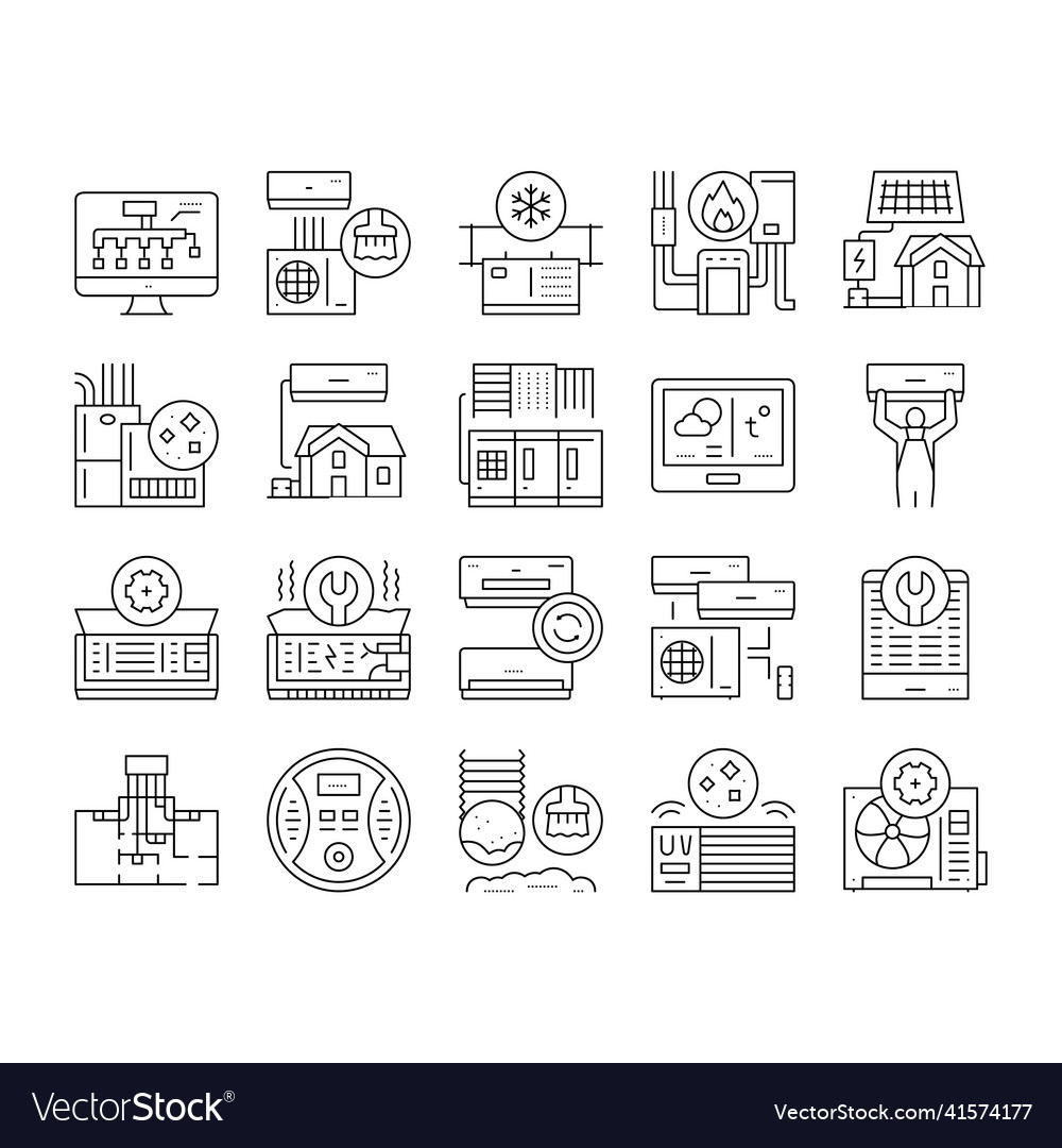 Conditioning system electronics icons set Vector Image