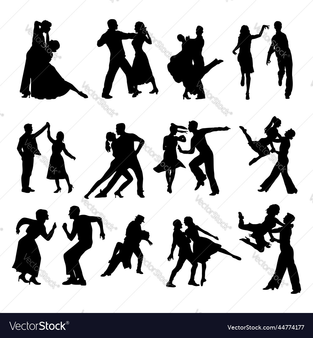 Couple Dancing Silhouette Set Royalty Free Vector Image