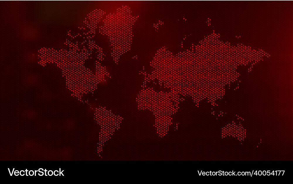 Cyber attack background with map of the world Vector Image