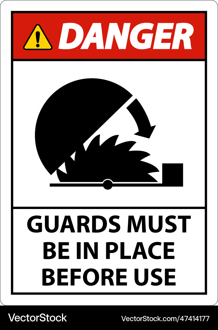 Danger guards must be in place sign on white Vector Image