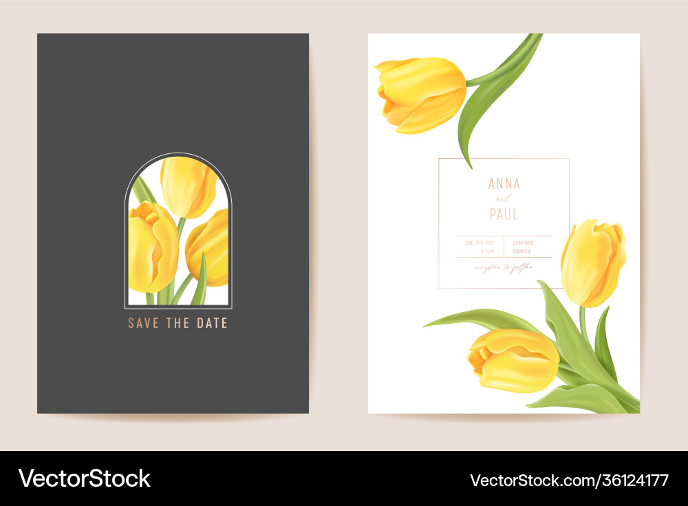 Floral wedding modern tulip invitation Royalty Free Vector