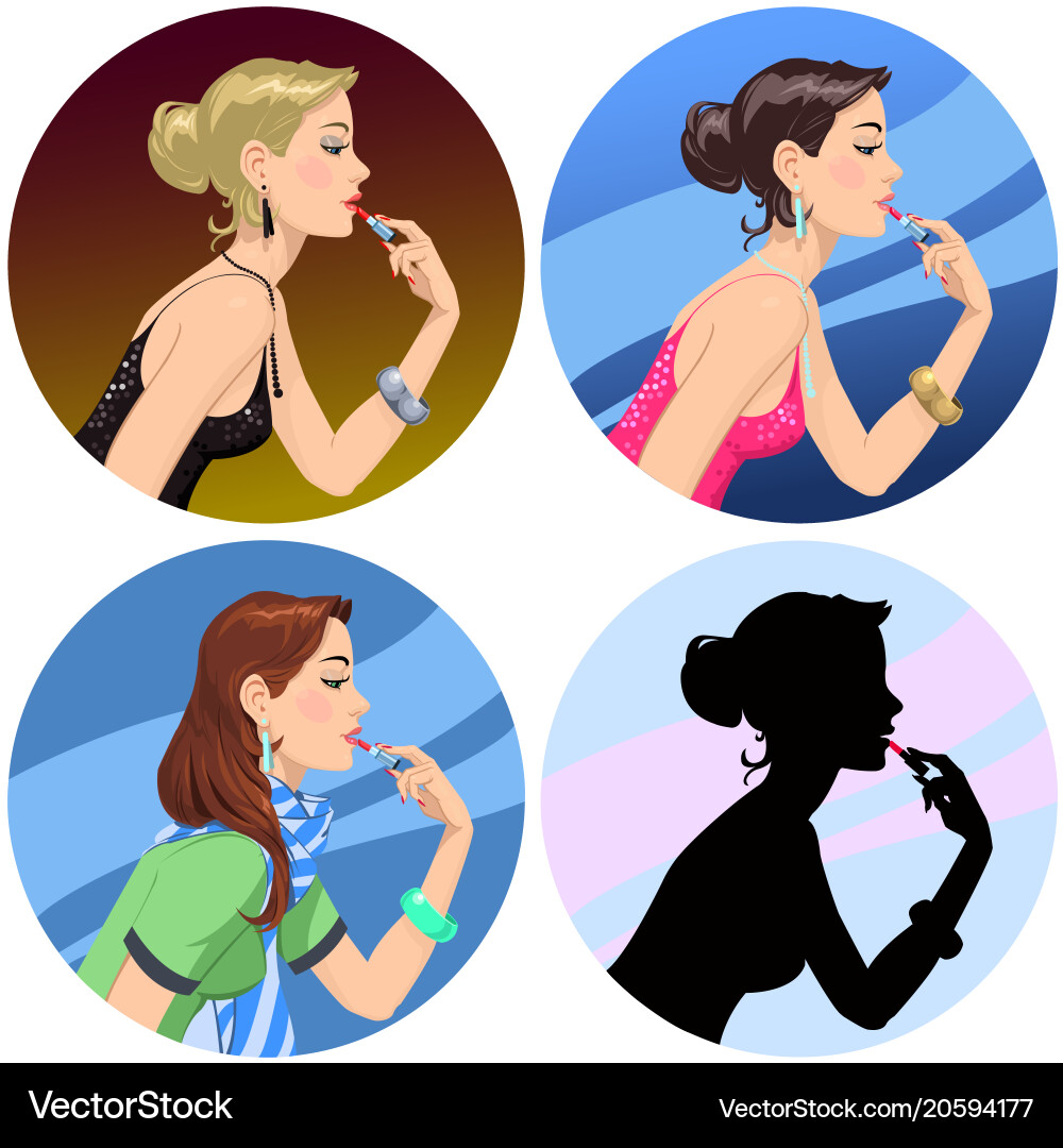 Girl Paints Lips With Lipstick Royalty Free Vector Image