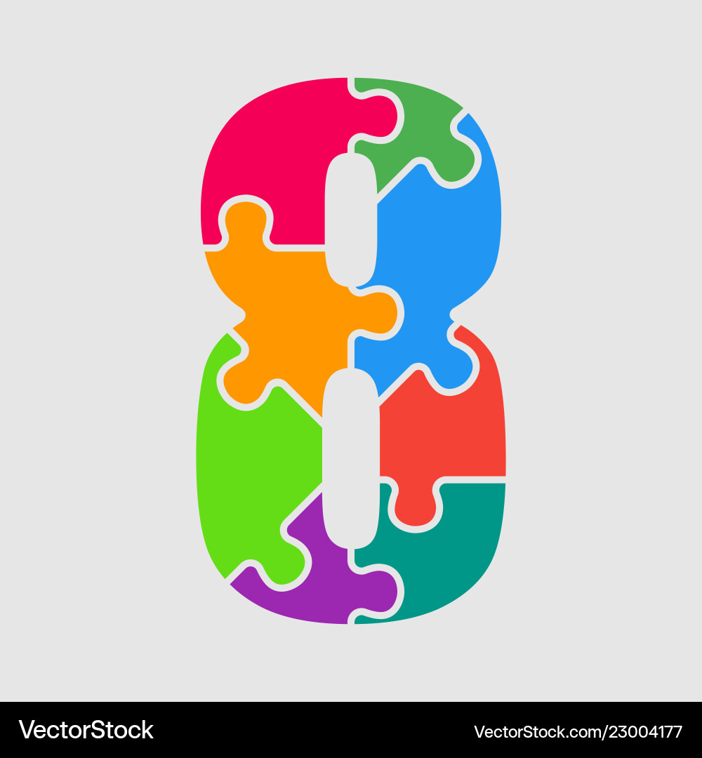 Puzzle jigsaw figure or number - eight Royalty Free Vector