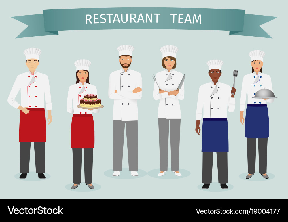 Restaurant team concept group of characters Vector Image