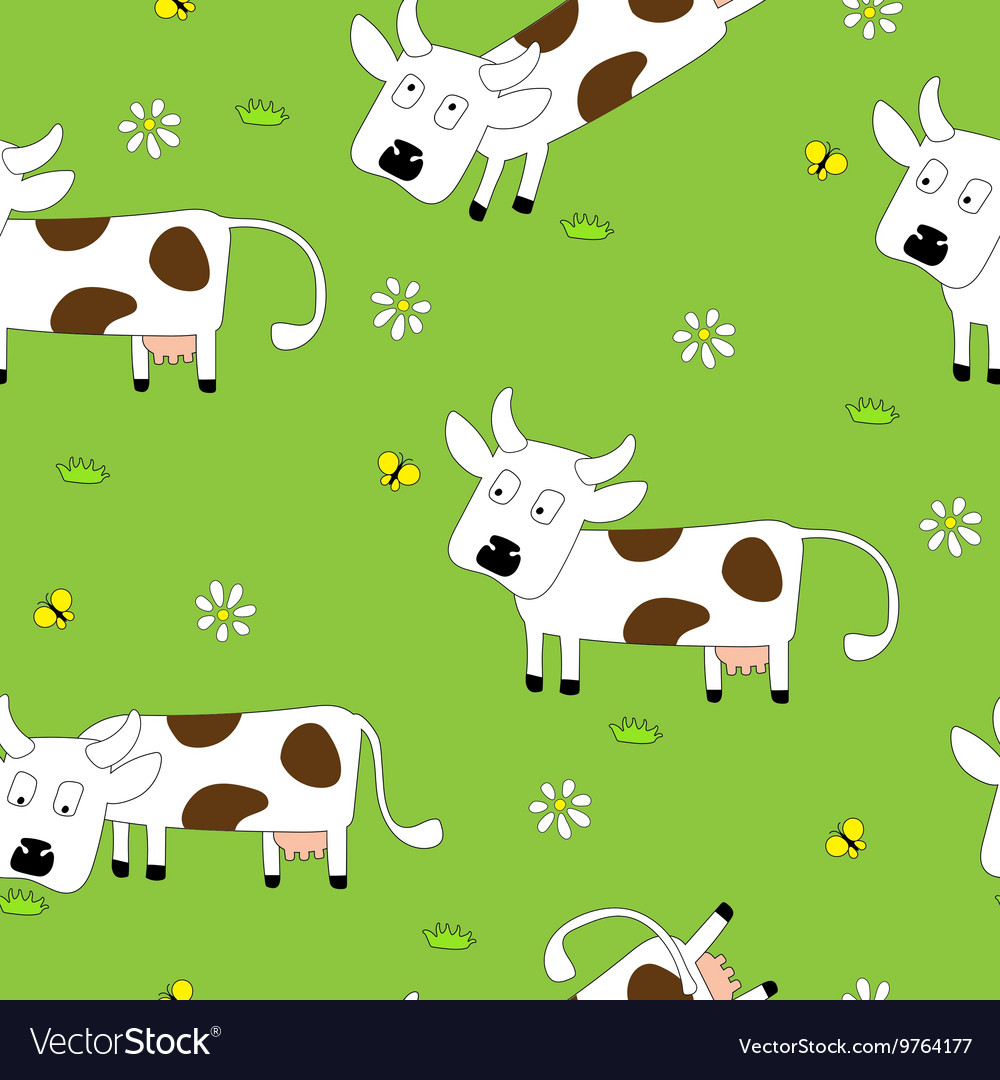 Seamless pattern with cute cows Royalty Free Vector Image