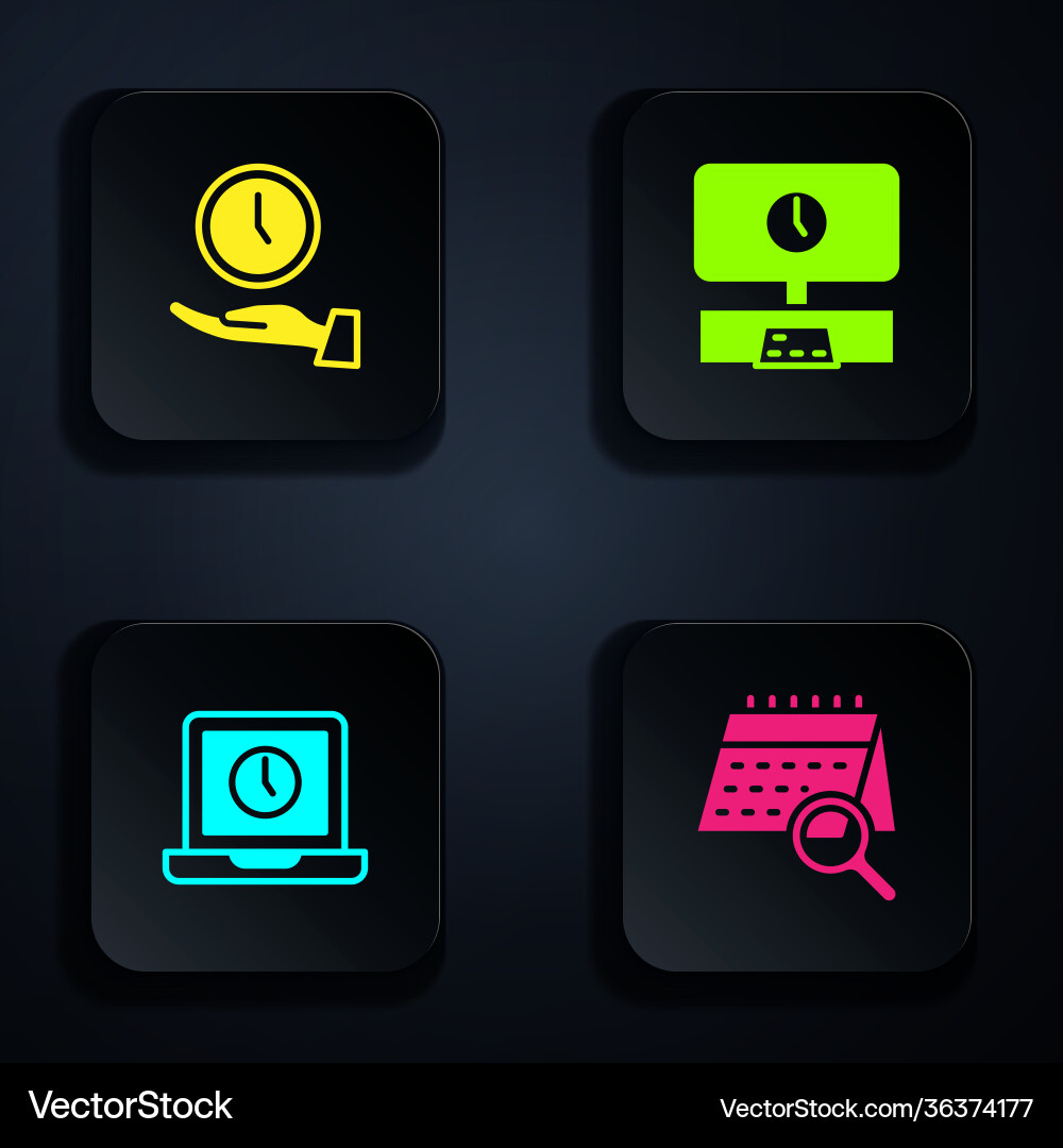 Set calendar search clock laptop time and smart Vector Image