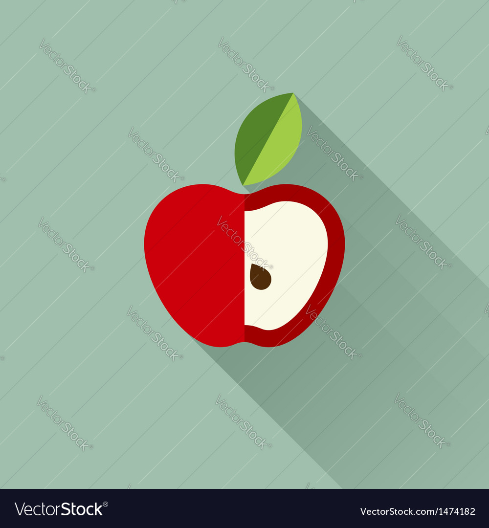 Apple with leaf Royalty Free Vector Image - VectorStock