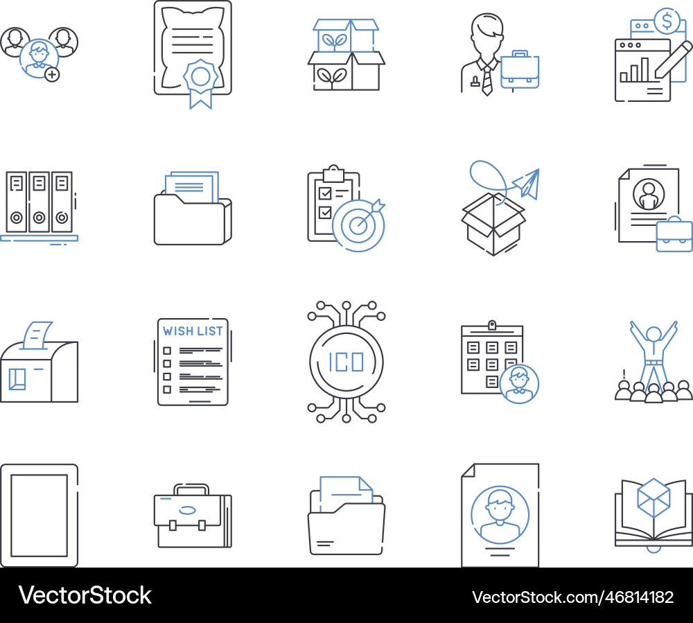 Archive maintenance line icons collection Vector Image
