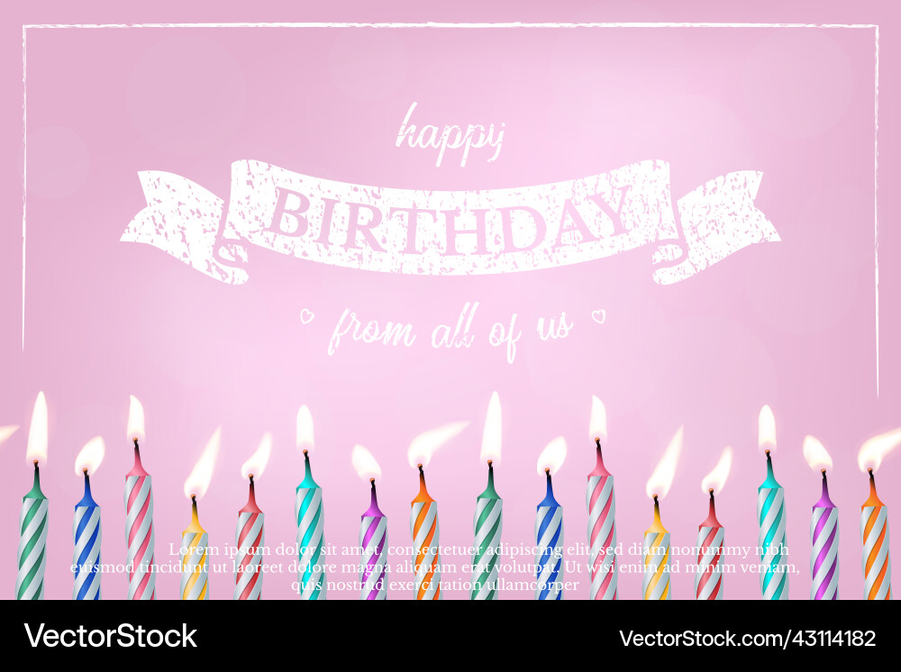 Birthday pink greeting card design template Vector Image