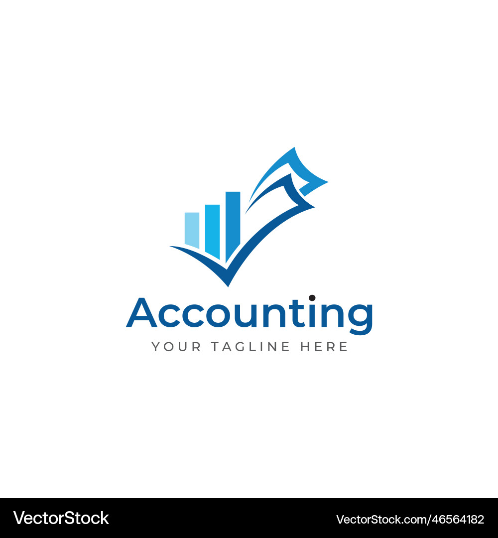 Financial accounting logo with check mark for Vector Image