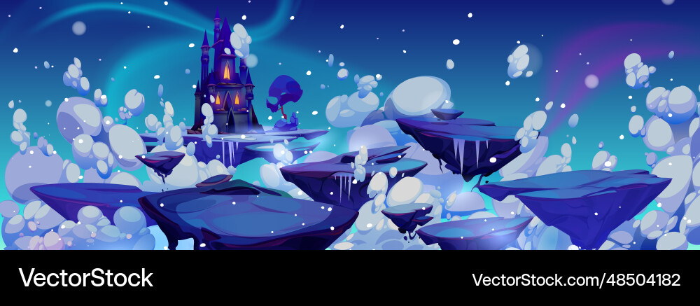 Frozen magic princess castle with snow in winter Vector Image