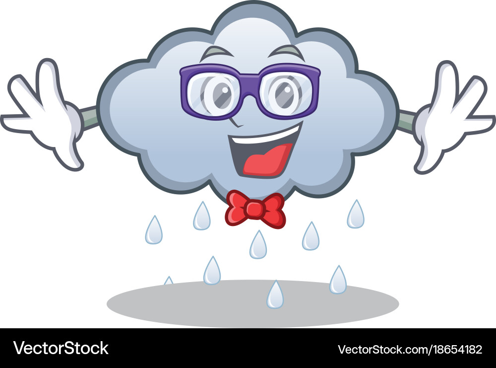 Geek rain cloud character cartoon Royalty Free Vector Image