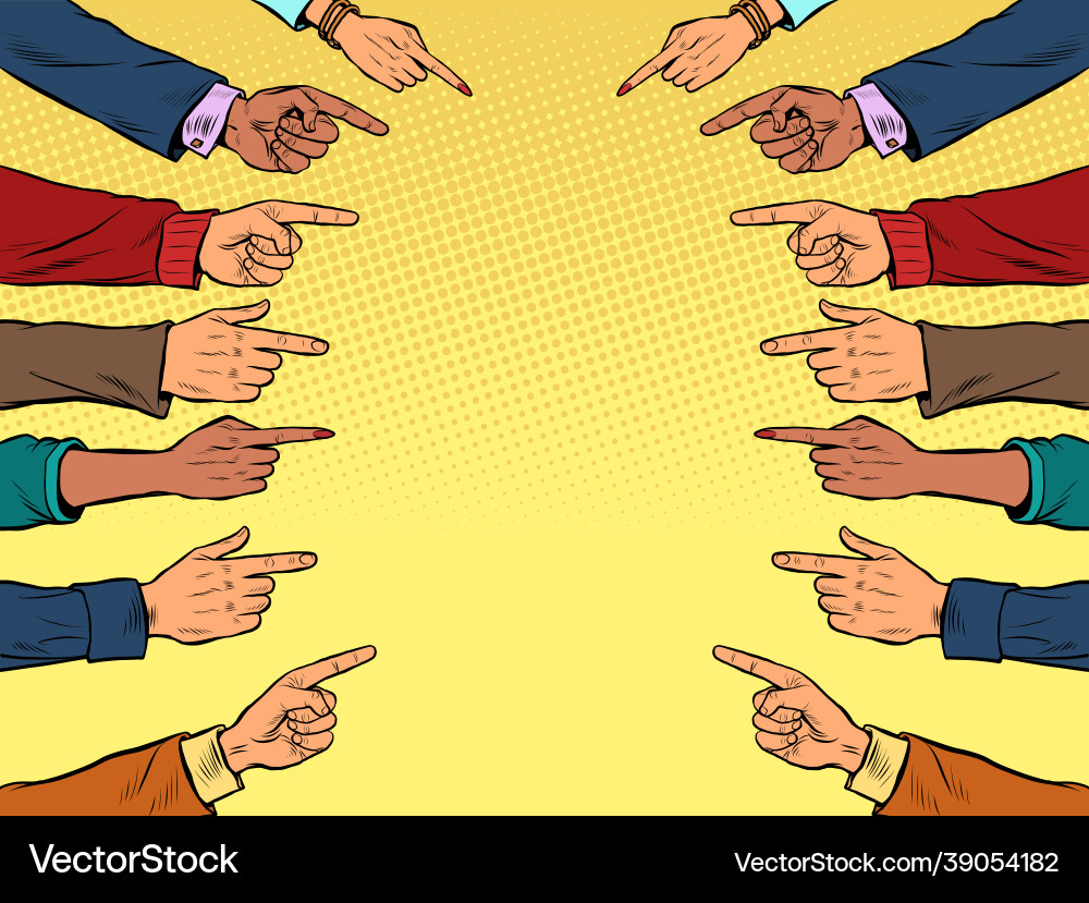 Hands point to the center poster attention Vector Image