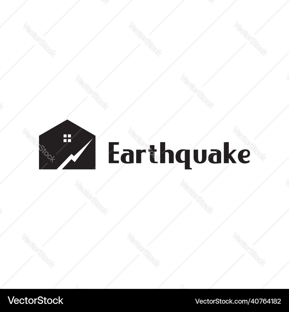 Minimalist home with crack earthquake logo design Vector Image