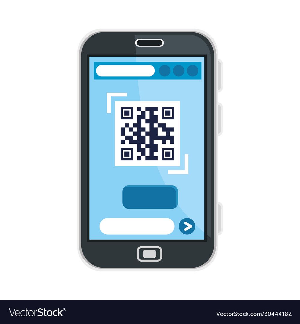 Qr code inside smartphone design Royalty Free Vector Image