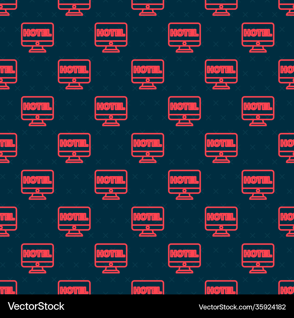 Red line online hotel booking icon isolated Vector Image