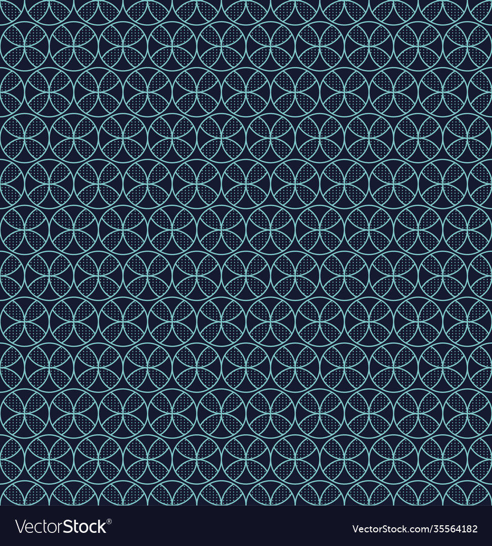 Seamless pattern blue circles geometric flower Vector Image