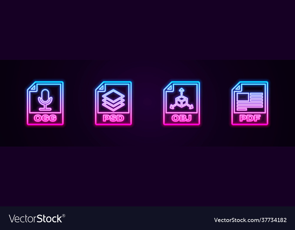 Set line ogg file document psd obj and pdf Vector Image Set line ogg file document psd obj and pdf Vector Image