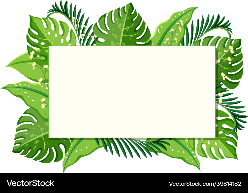 Simple plants and leaves frame banner Royalty Free Vector