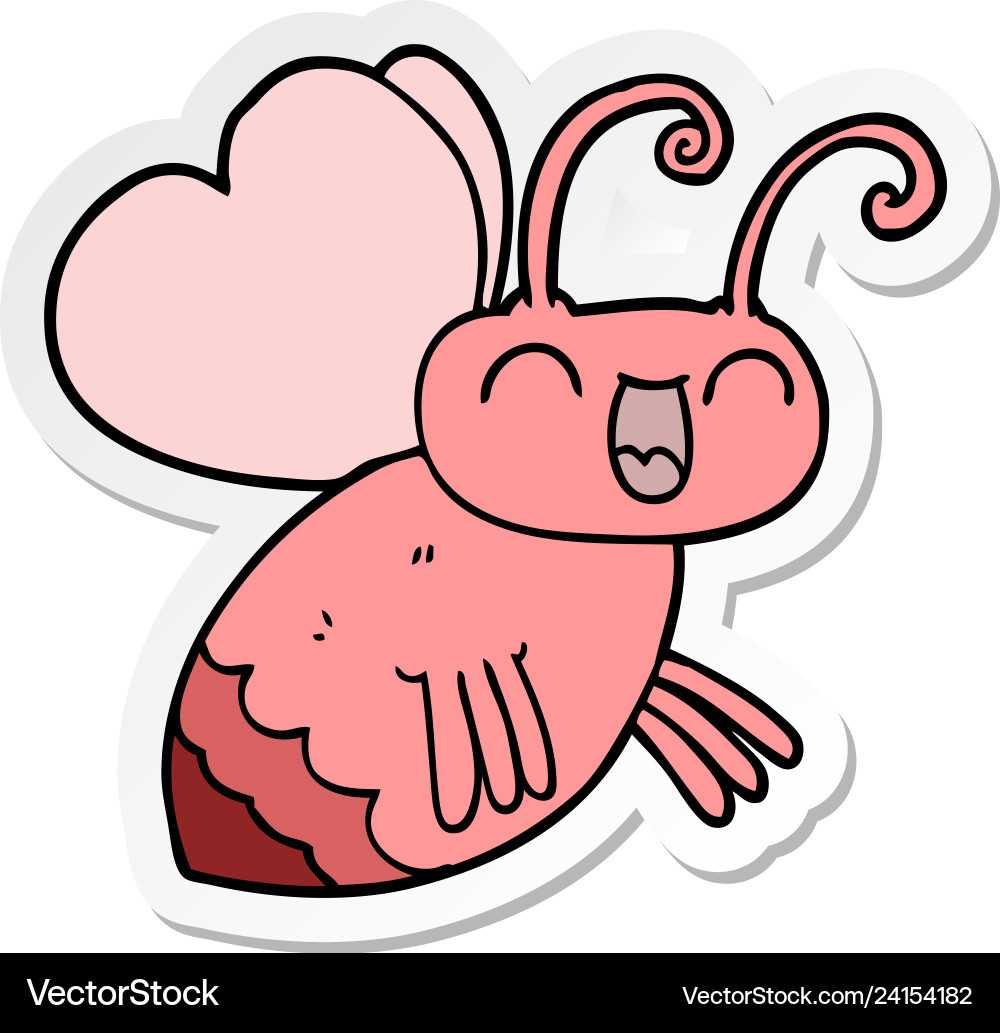 Sticker of a cartoon bug Royalty Free Vector Image