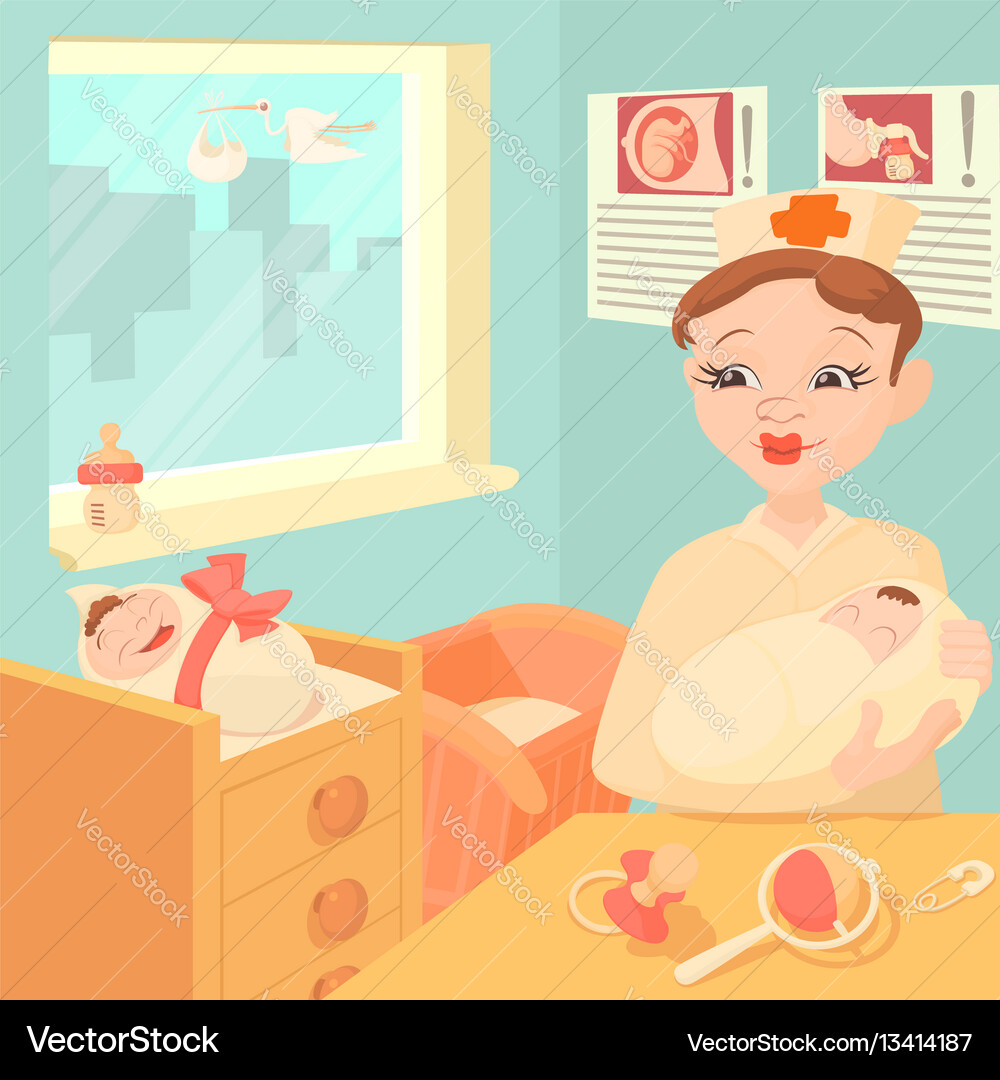 Baby born concept cartoon style Royalty Free Vector Image