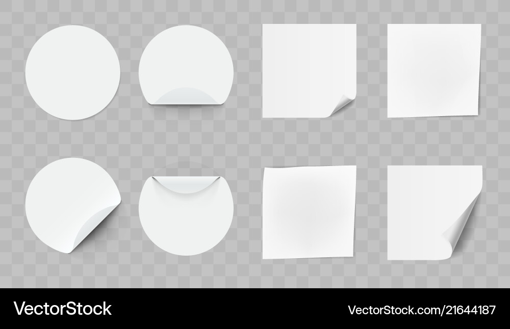 Blank white round adhesive stickers with curved Vector Image