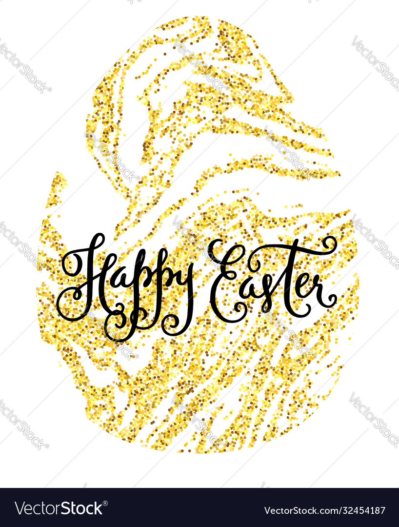 Happy easter gold glitter greeting card Royalty Free Vector