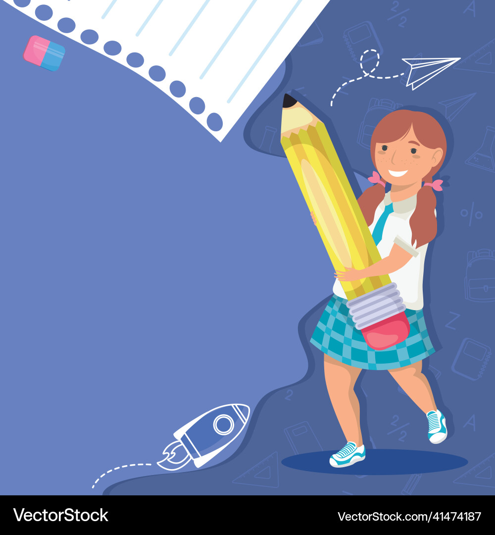 Kid with pencil Royalty Free Vector Image - VectorStock