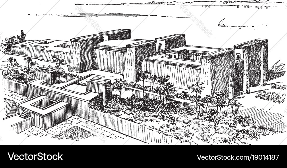 Luxor temple ancient egypt vintage engraving Vector Image