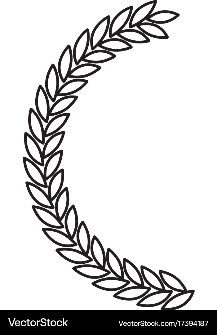 Olive branch half bow in monochrome color Vector Image