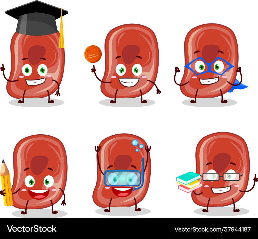 School student ham cartoon character Royalty Free Vector