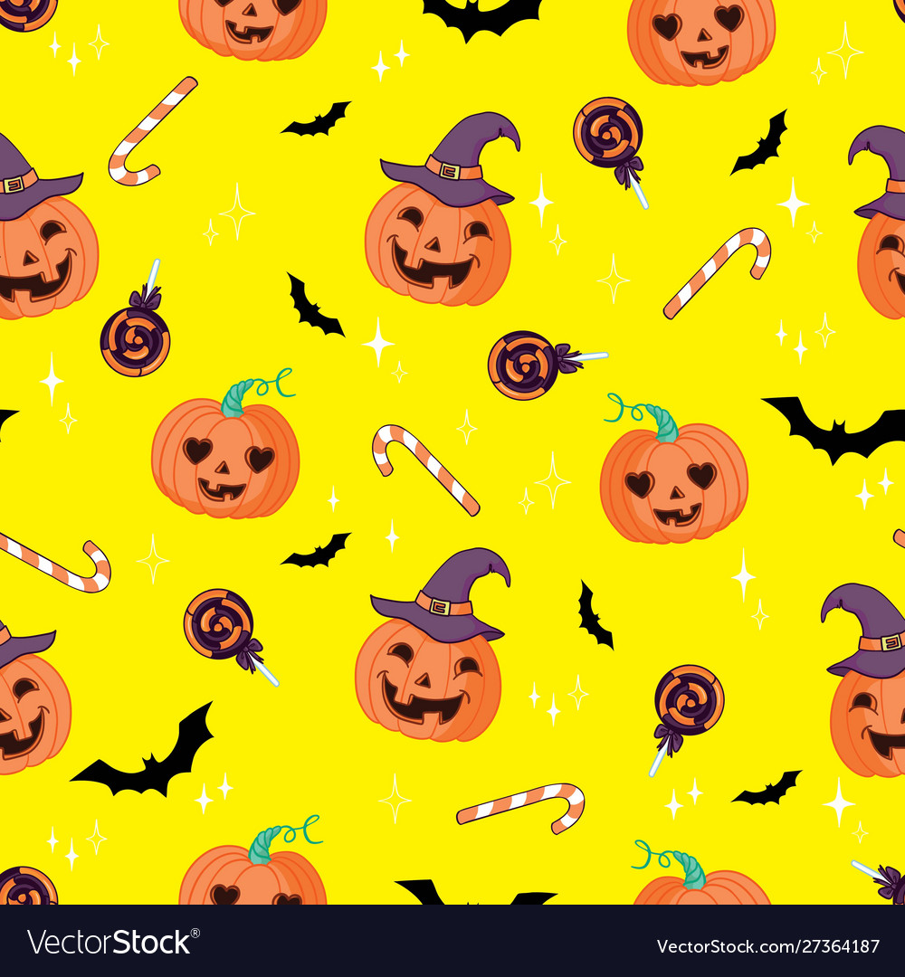 Seamless pattern for halloween pumpkin ghost bat Vector Image
