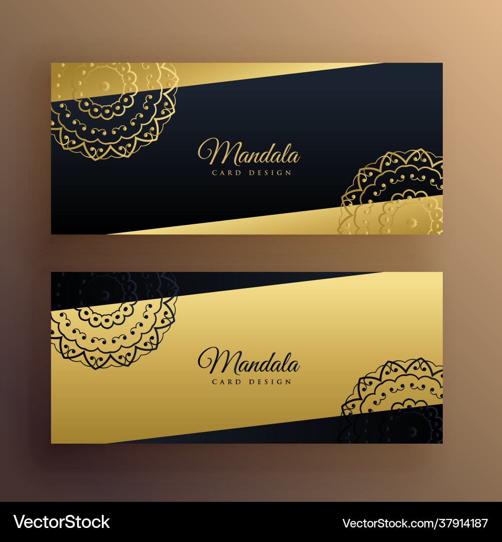 Stylish golden mandala banners design Royalty Free Vector