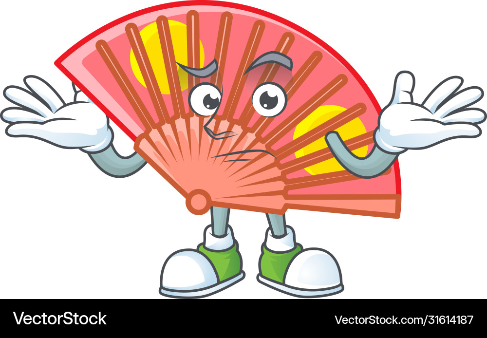 Super funny grinning red chinese folding fan Vector Image