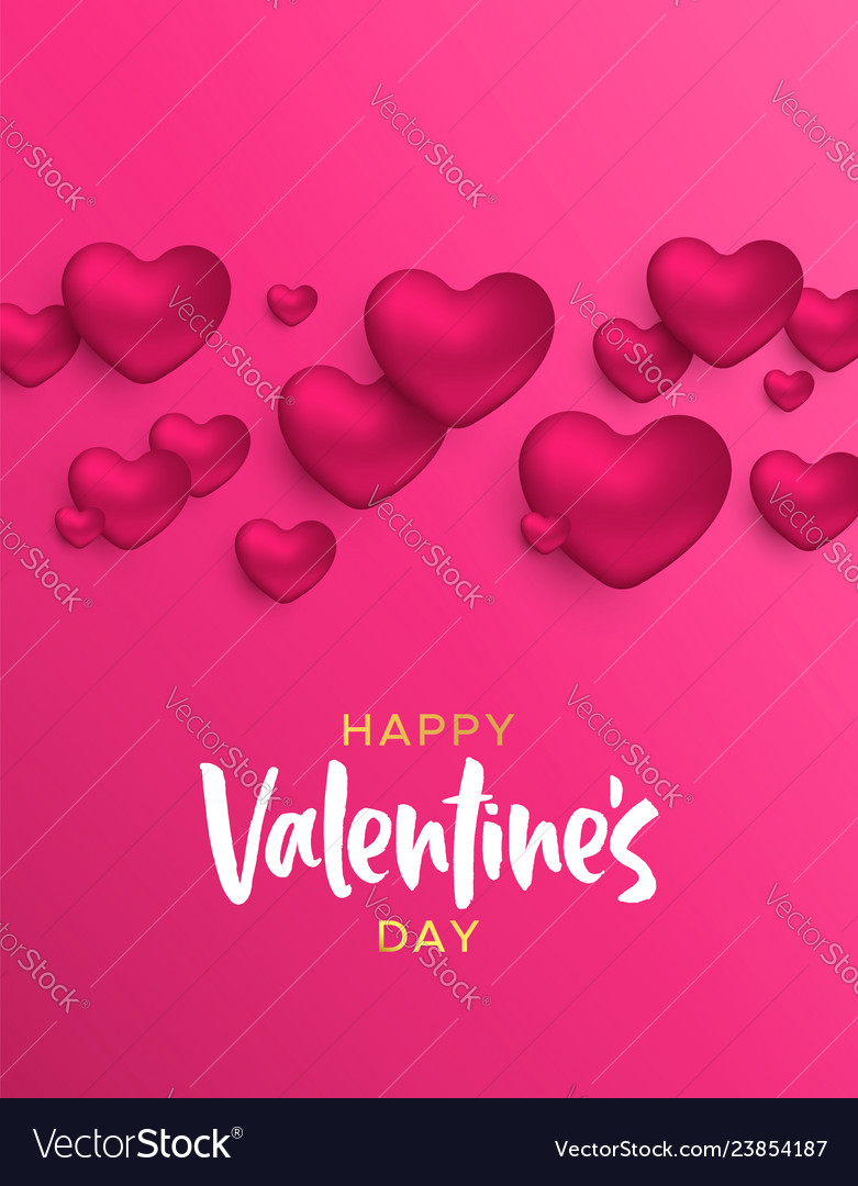 Valentines day pink heart shape love concept card Vector Image