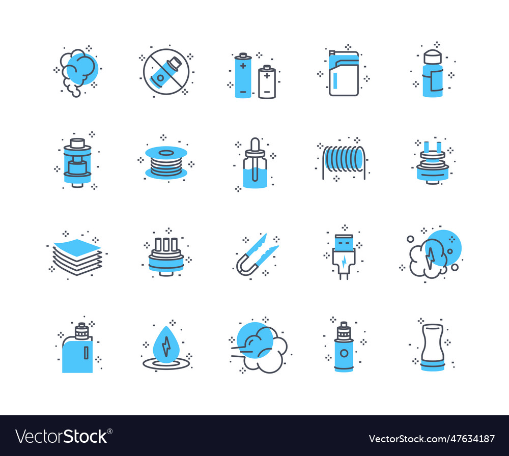 Vaping icons color set Royalty Free Vector Image