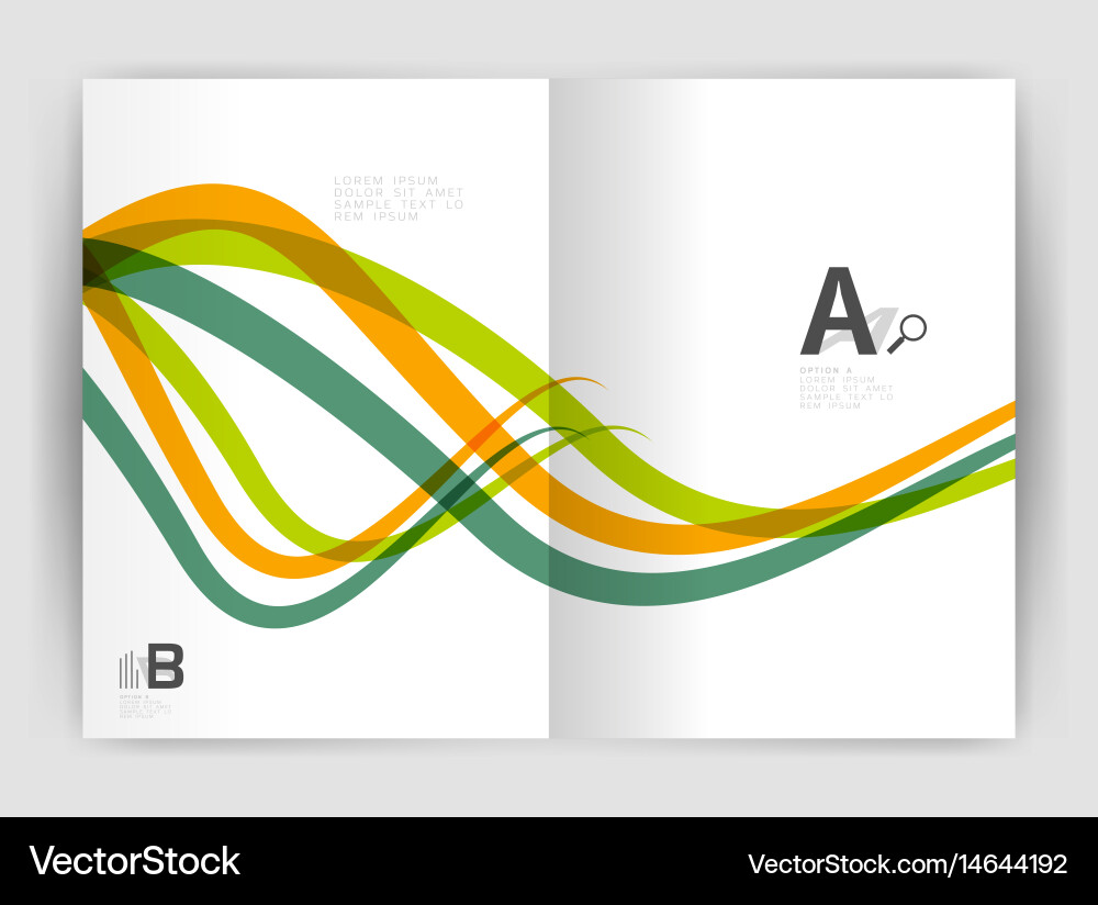Business brochure flyer template wave and line Vector Image