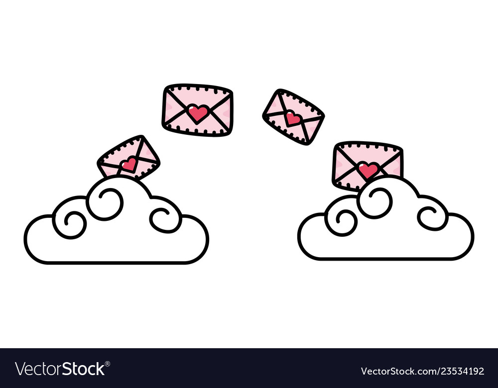 Clouds with envelope Royalty Free Vector Image